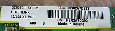 3Com Etherlink 10/100M PCI Network Interface Card - P/N 3C905C-TX-M