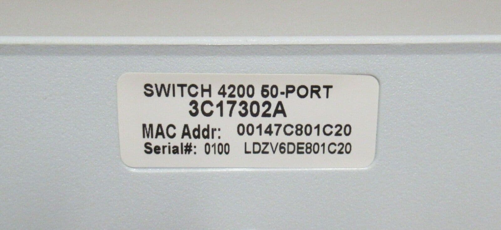 3COM SuperStack3 Switch 4200 50-Port Managed Stackable Switch - 3C17302A