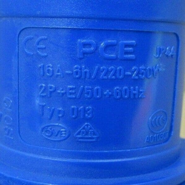 3M Meter IEC C19 To IP44 16A PCE Commando Blue Plug Power Lead Cable