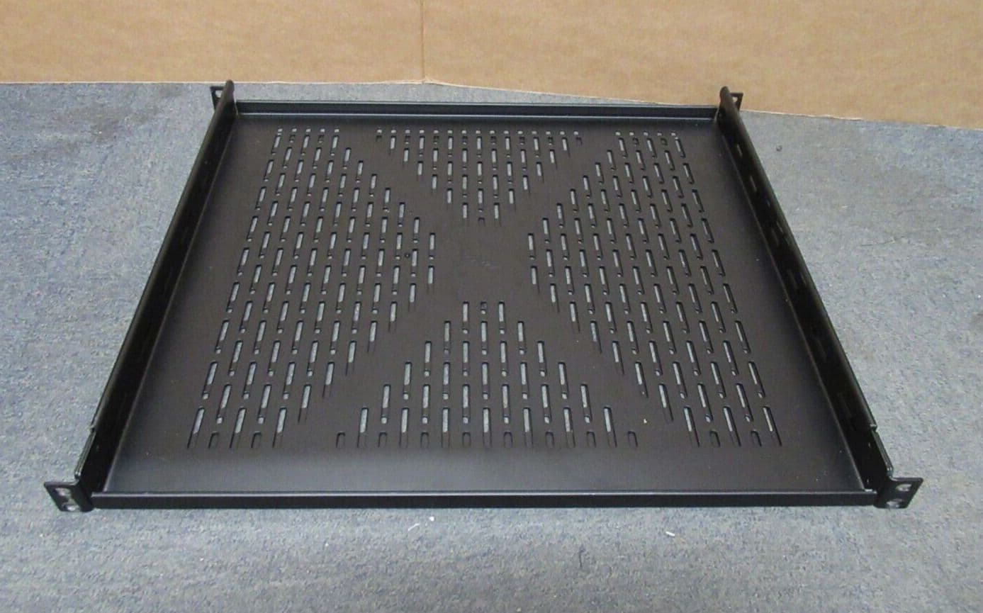 4 Post 1U 19" Adjustable Vented Rack Mount Universal Shelf 16" To 26"