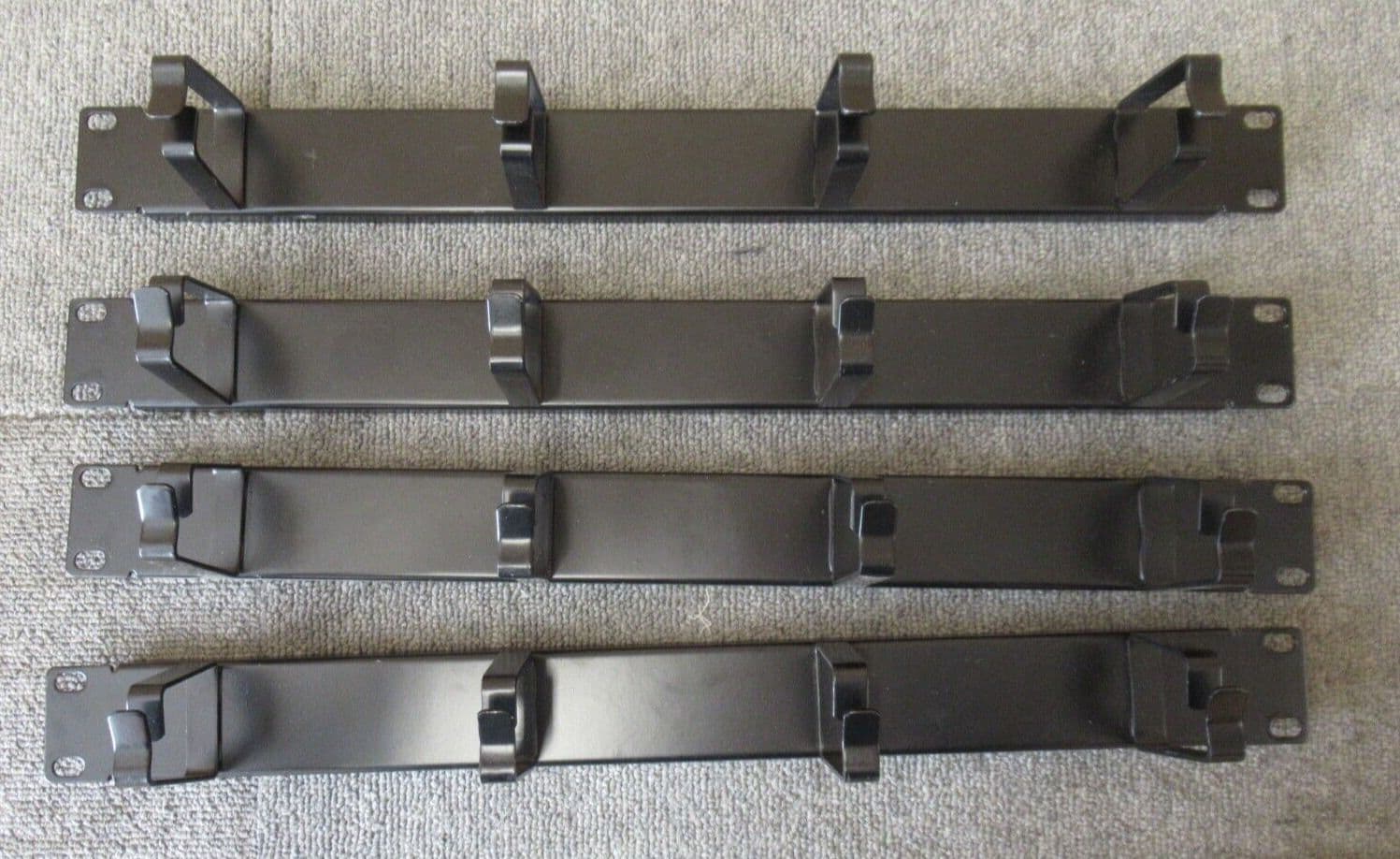 4 x 1U 19" Vertical 4 Rings / Hoops Cable Tidy Bar Black For Server Cabinet