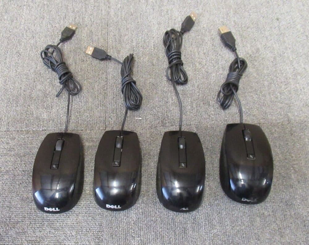 4 x Dell M-UAV-DEL8 J660D 810-00859 Black USB Wired 6-Button Optical Mouse