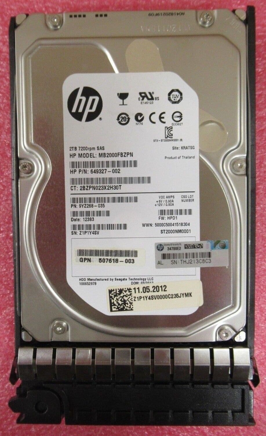 4 x HP 2TB 3 5" SAS 6G 7 2K 8 5ms Dual Port Hot-Plug HDD 508010-001 ...