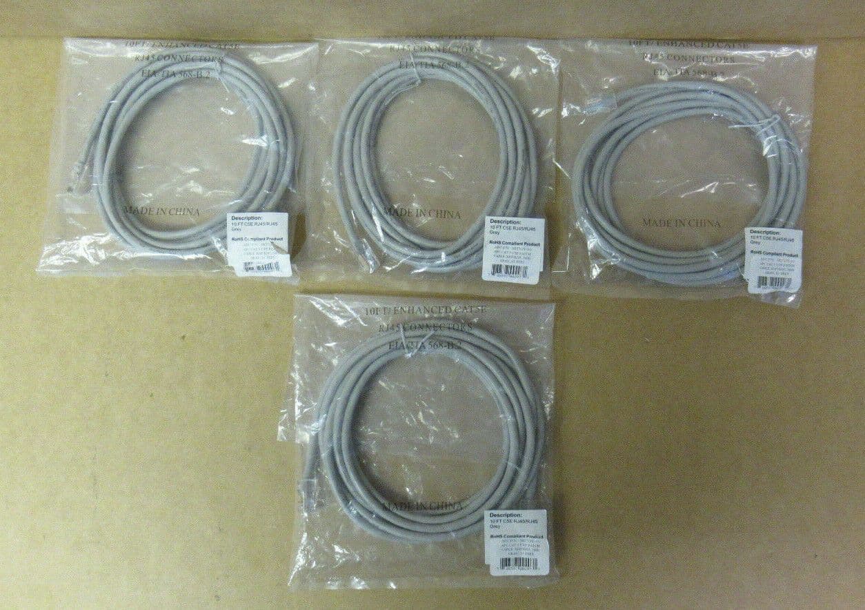 4 x New APC Category 5 UTP 568B Patch Cable Grey RJ45 to RJ45 3827GY-10