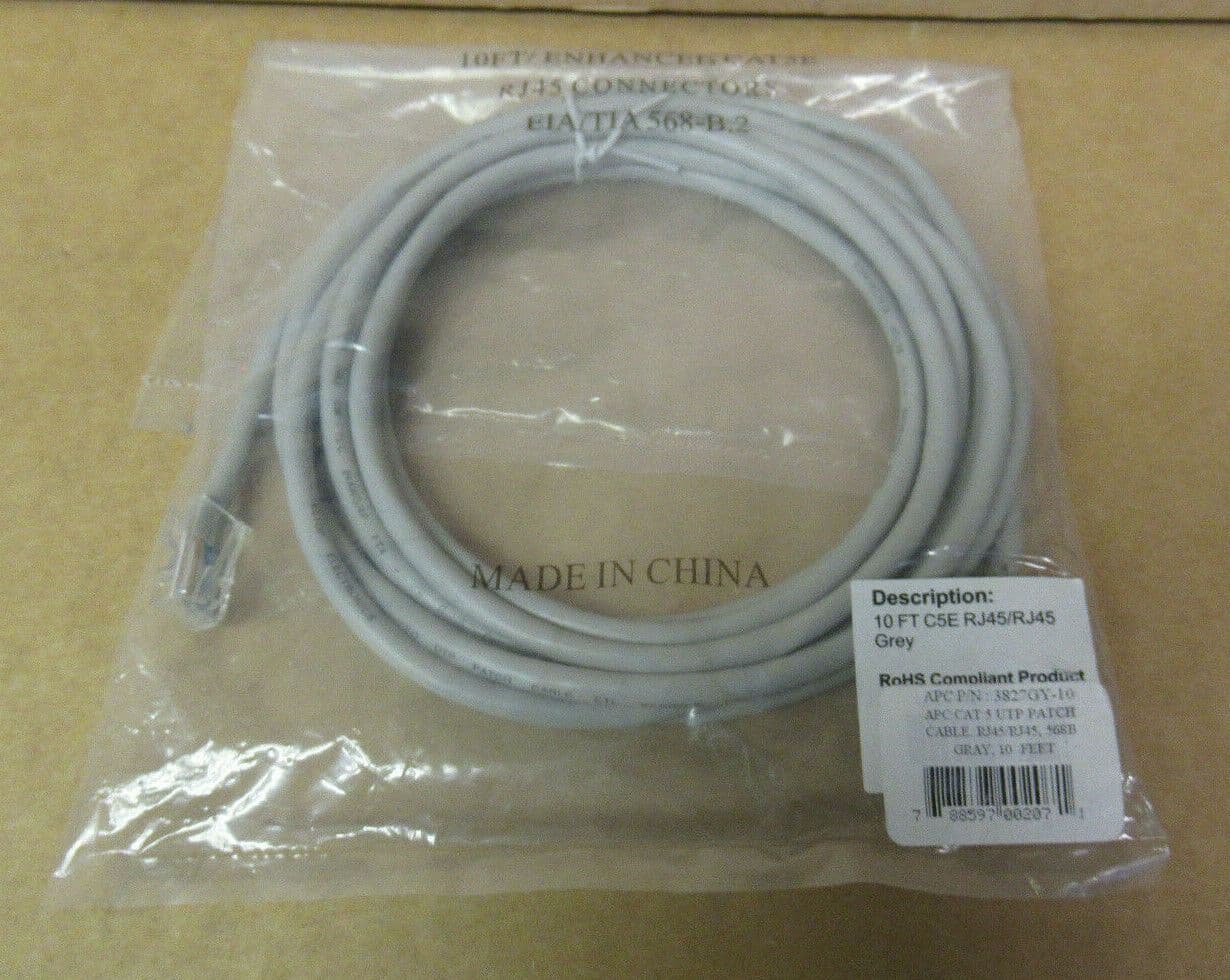 4 x New APC Category 5 UTP 568B Patch Cable Grey RJ45 to RJ45 3827GY-10