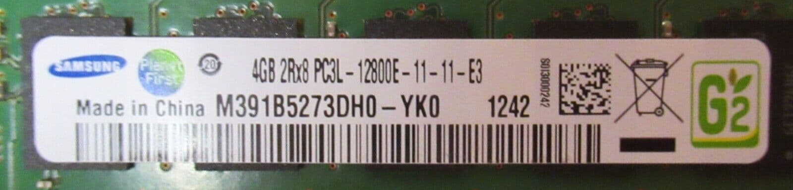 4GB Samsung M391B5273DH0-YK0 PC3-12800E UBDIMM 2Rx8 DDR3 ECC Server Memorye