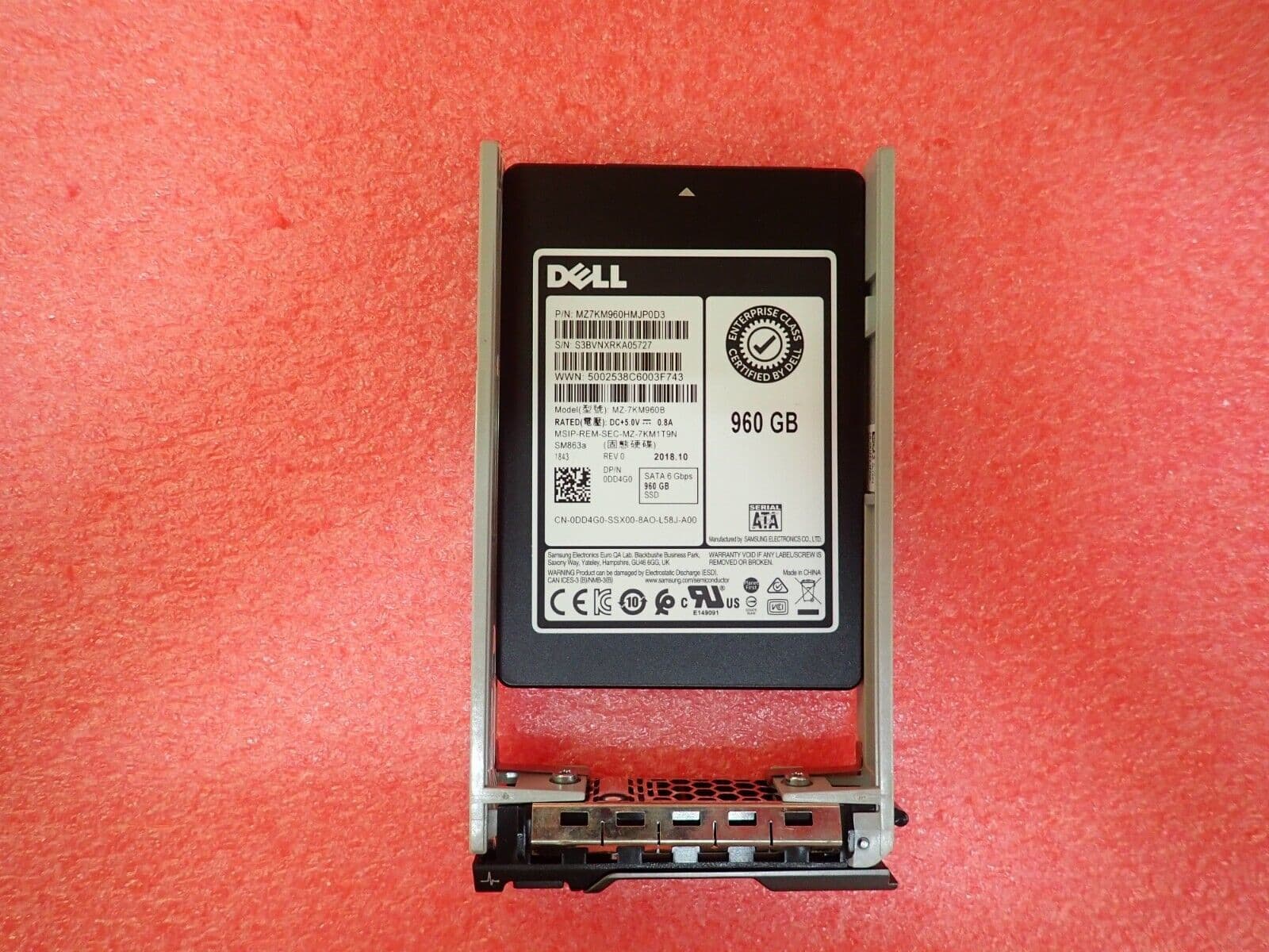 4x Dell 960GB SSD SATA MU Mixed-Use MLC 2 5" DD4G0 SM863A 12th/13th Gen ...
