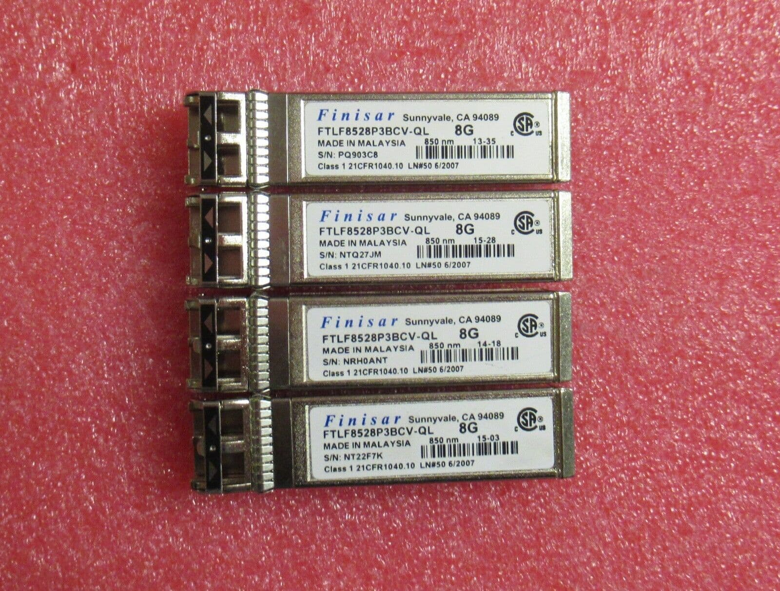 4x Finisar FTLF8528P3BCV-QL 8Gb 850NM Fiber Channel SW SFP Optical ...