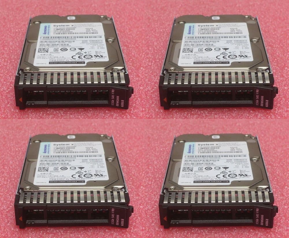 4x Lenovo 600GB 15K SAS 12G 2 5" Hot-Swap Hard Drive HDD G3HS 00WG666 ...