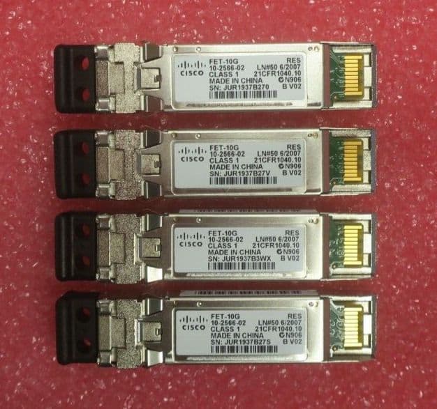 4x NEW Cisco 10-2566-02 FET-10G 10Gb Multi-mode 850nm SFP Transceiver ...