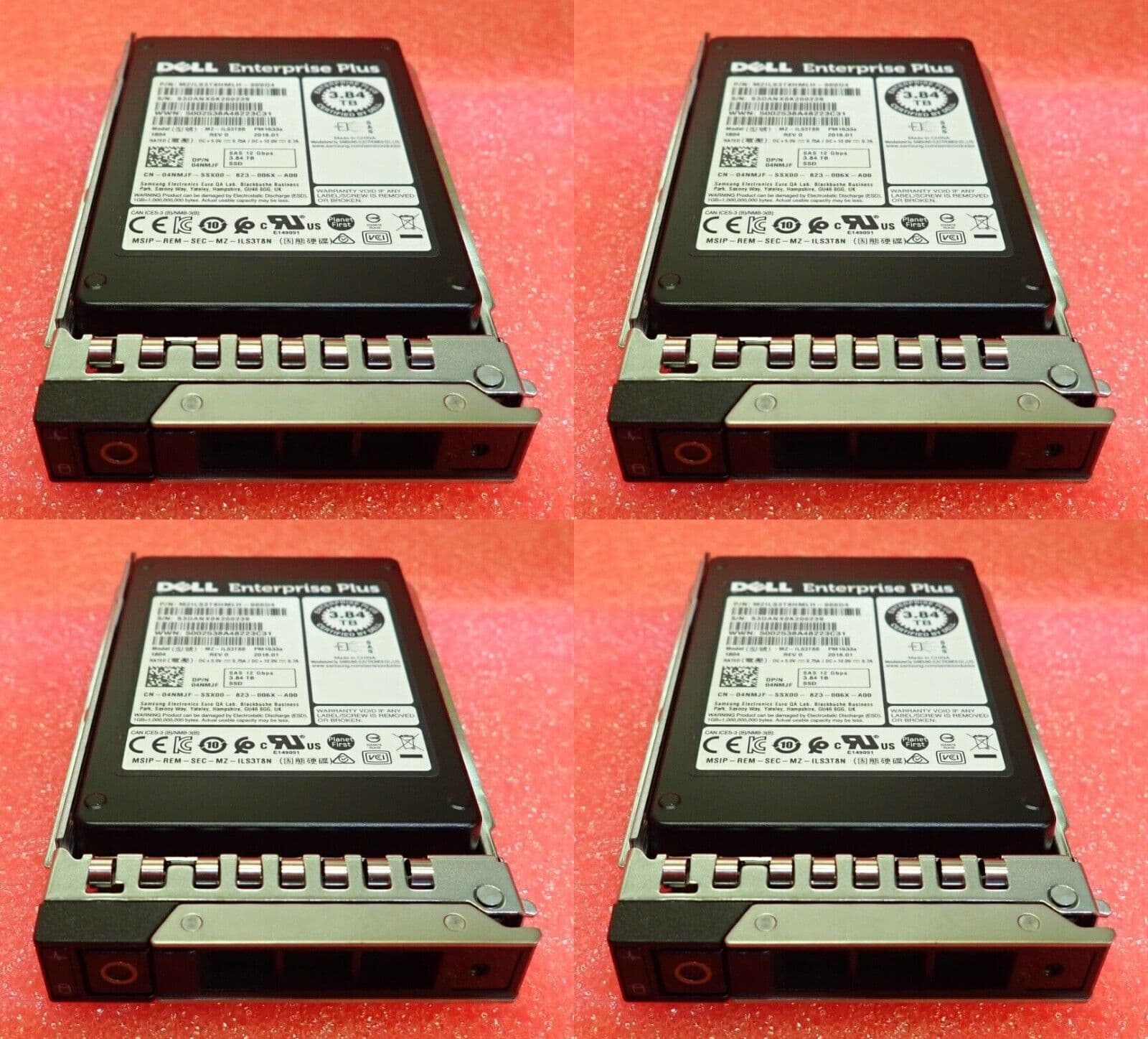 4x NEW Dell 3 84TB 2 5" SAS 12Gb RI TLC SSD MZ-ILS3T8B 4NMJF G14/G15 Caddy