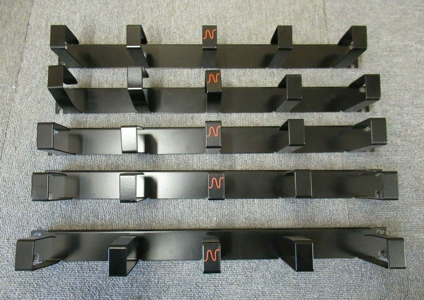 5 x Data Rack Cabinet Cable Tidy Bar 19" 1U Vertical Black 5 Ring / Hoops