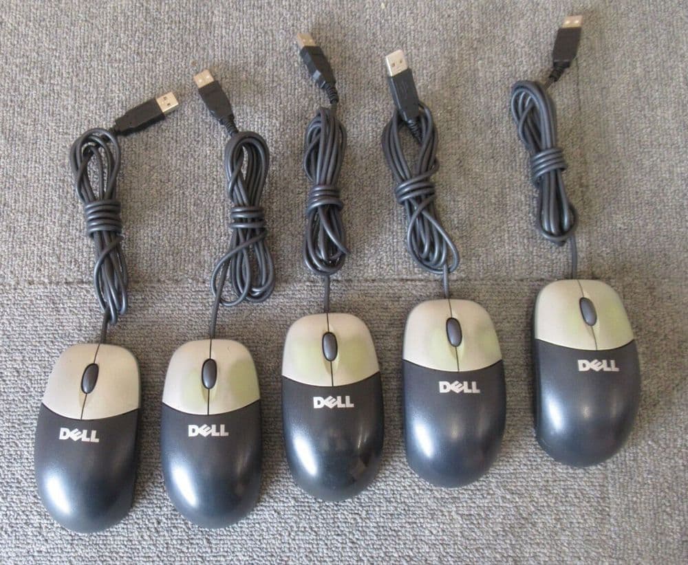 5 x Dell MO56UOA KD944 0KD944 Black And Silver USB Wired 3-Button ...