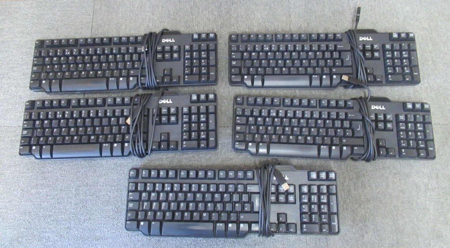 5 x Dell RT7D50 W7657 0W7657 USB Wired Black 104-key UK QWERTY Standard ...