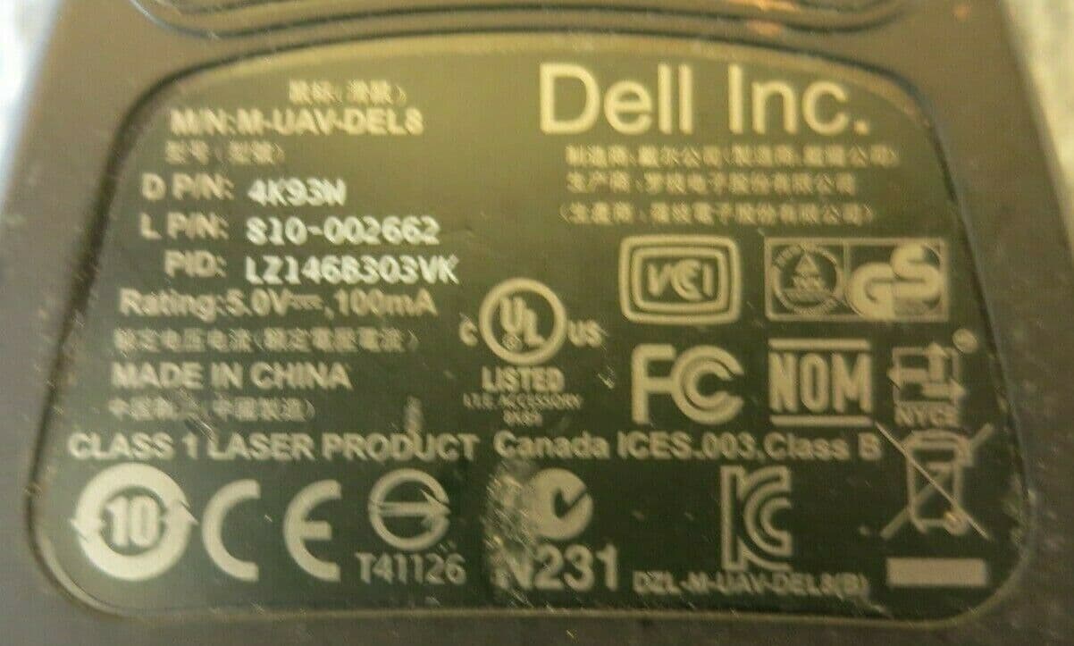 7 x Dell 4K93W M-UAV-DEL8 USB Wired 6 Button Silver Laser Scroll Wheel ...