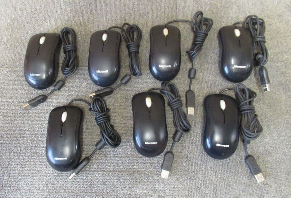 7 x Microsoft 1113 X821908-014 Black USB Wired 3-Button Basic Optical ...