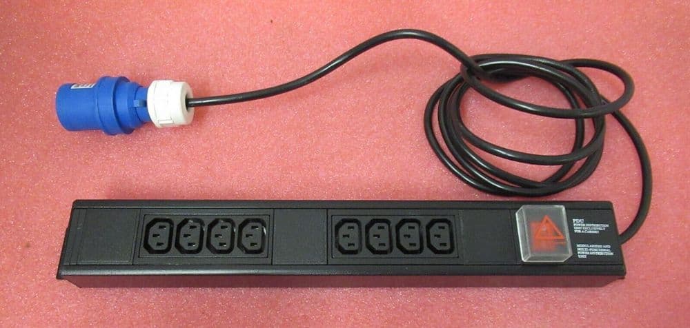 8 Way C13 PDU With 16A Commando Plug 3m Vertical Rack Mount - VIEC-8