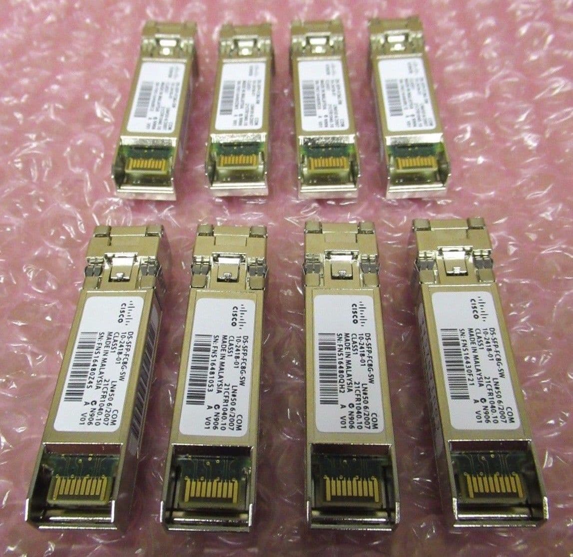8 x Cisco DS-SFP-FC8G-SW SFP 8G Fibre Channel Transceiver Module 10-2418-02