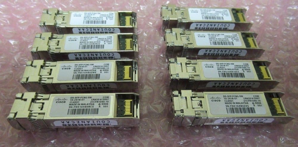8 x Cisco DS-SFP-FC8G-SW SFP 8G Fibre Channel Transceiver Module 10-2418-02