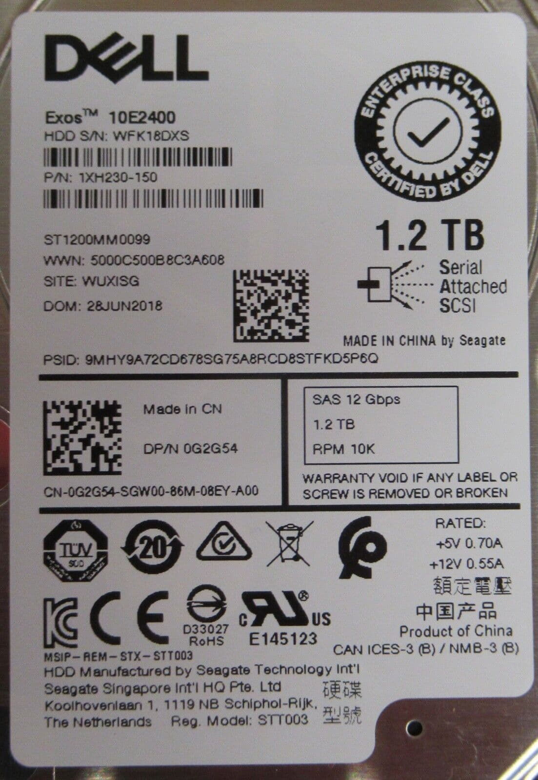 8x Dell G2G54 - 2 5" 1 2TB 10K 12Gbps 512N SAS Server Hard Drive HDD In ...