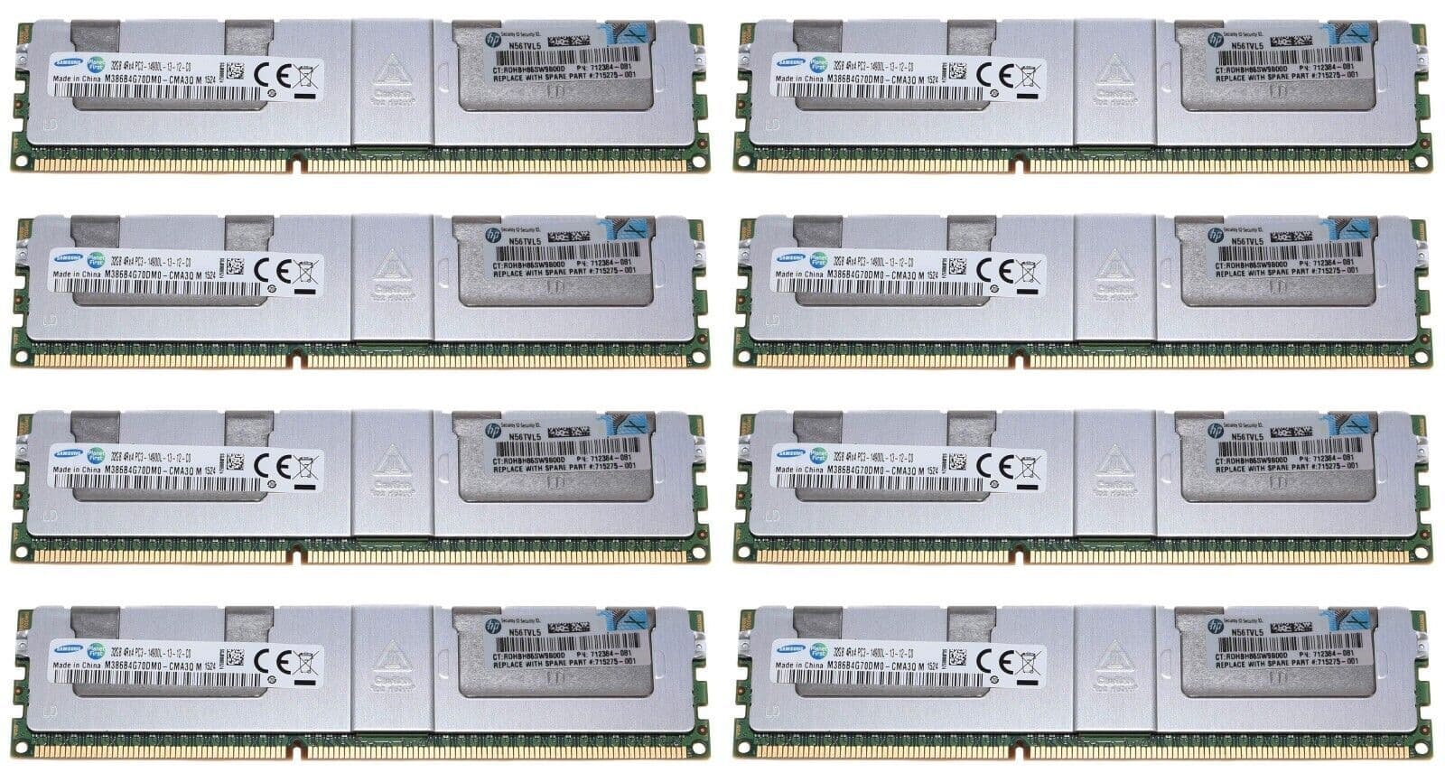8x HP 32GB PC3L-14900 DDR3-1866 240-Pin Memory RAM LRDIMM 715275-001 ...