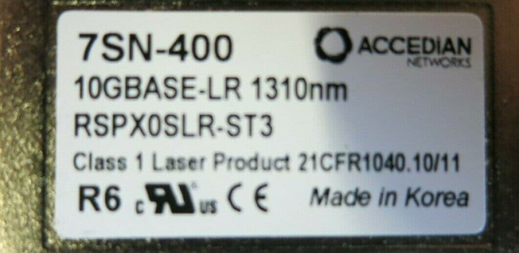 Accedian 7SN-400 RSPX0SLR-ST3 10GBASE-LR 10Gb/s 1310nm SFP Transceiver
