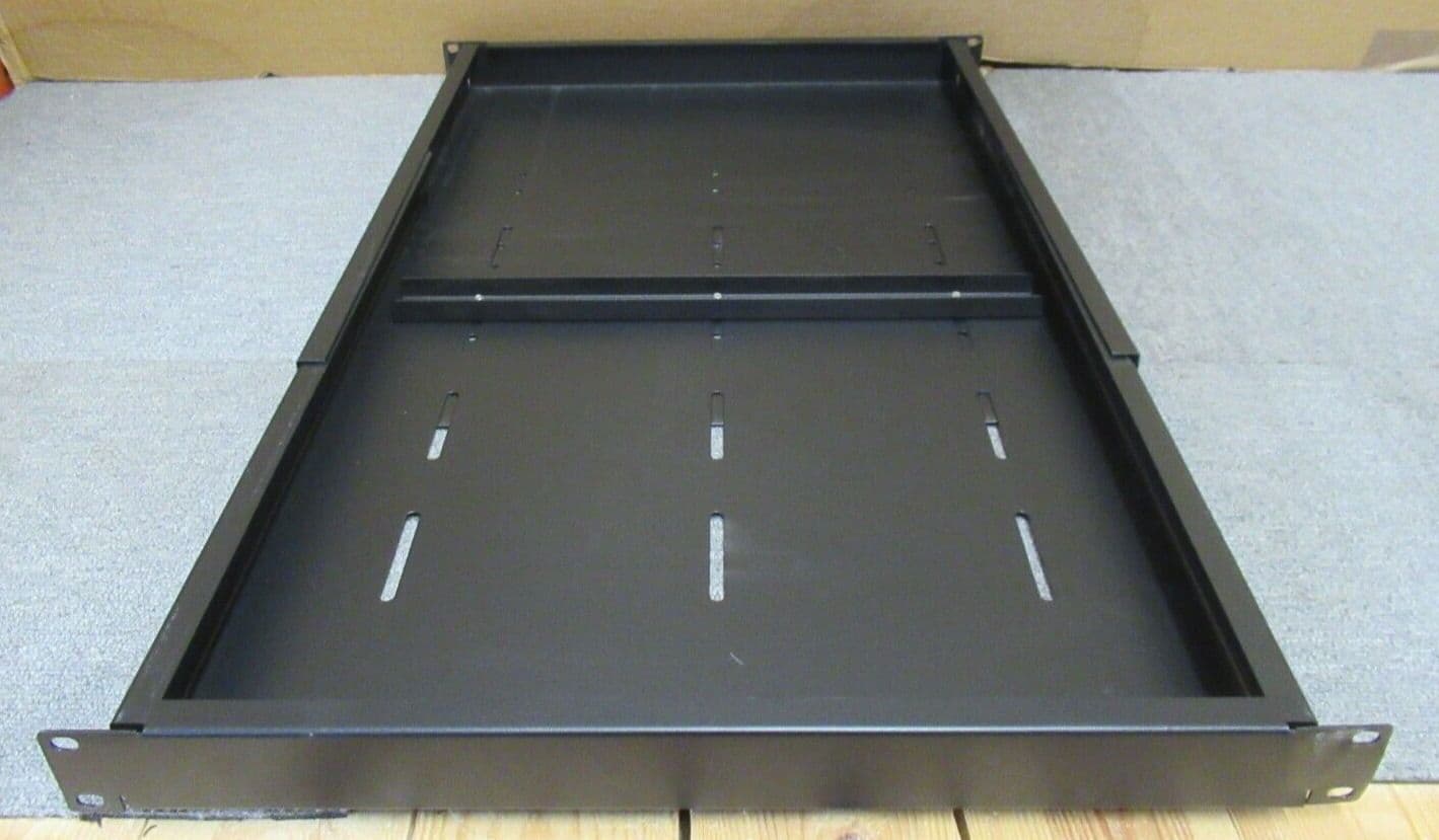 Adjustable Four-Post Black Data Rack Shelf 1U 19& x22; 500mm To 900mm Depth
