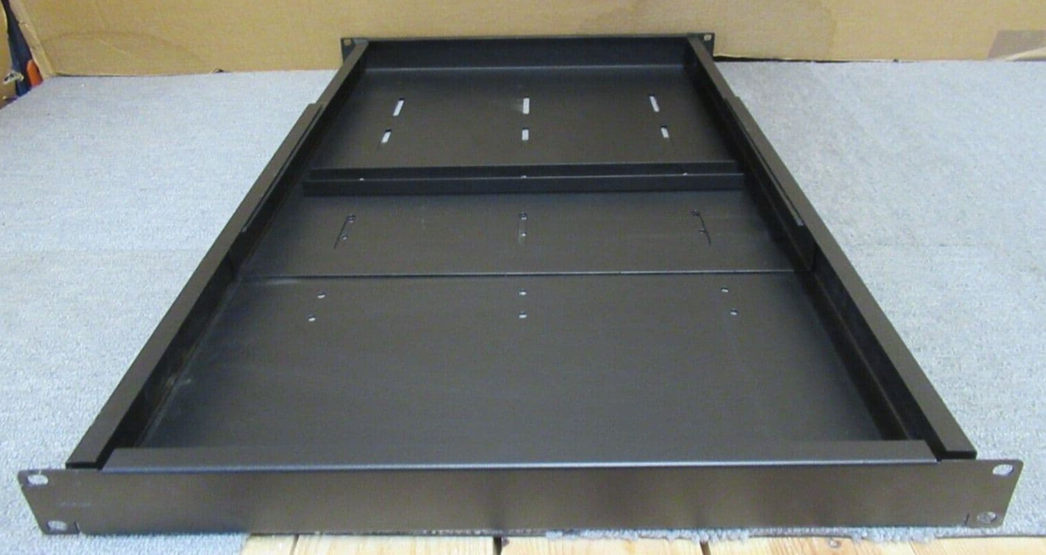 Adjustable Four-Post Black Data Rack Shelf 1U 19& x22; 500mm To 900mm Depth