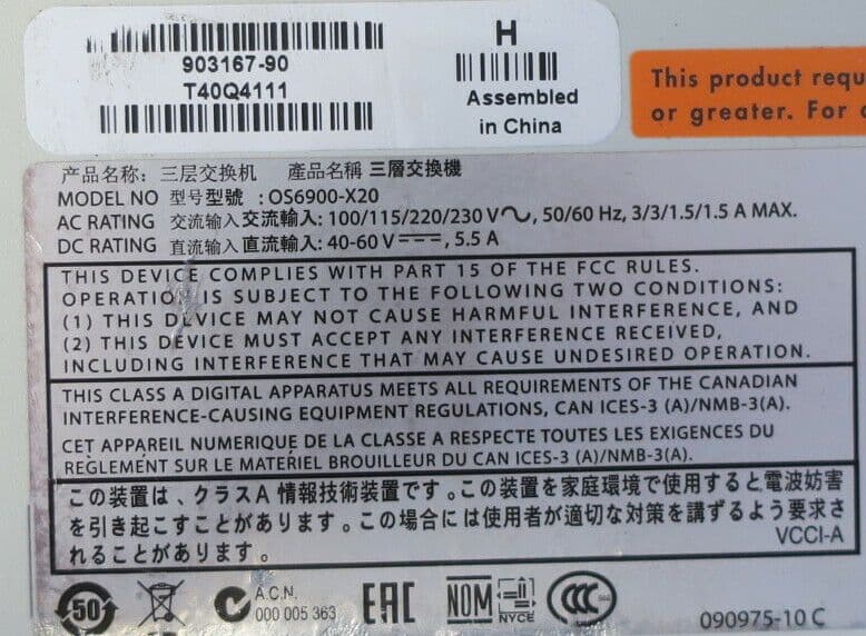 Alcatel-Lucent OmniSwitch OS6900-X20 20x 1/10Gb SFP Port 1U Switch OS ...