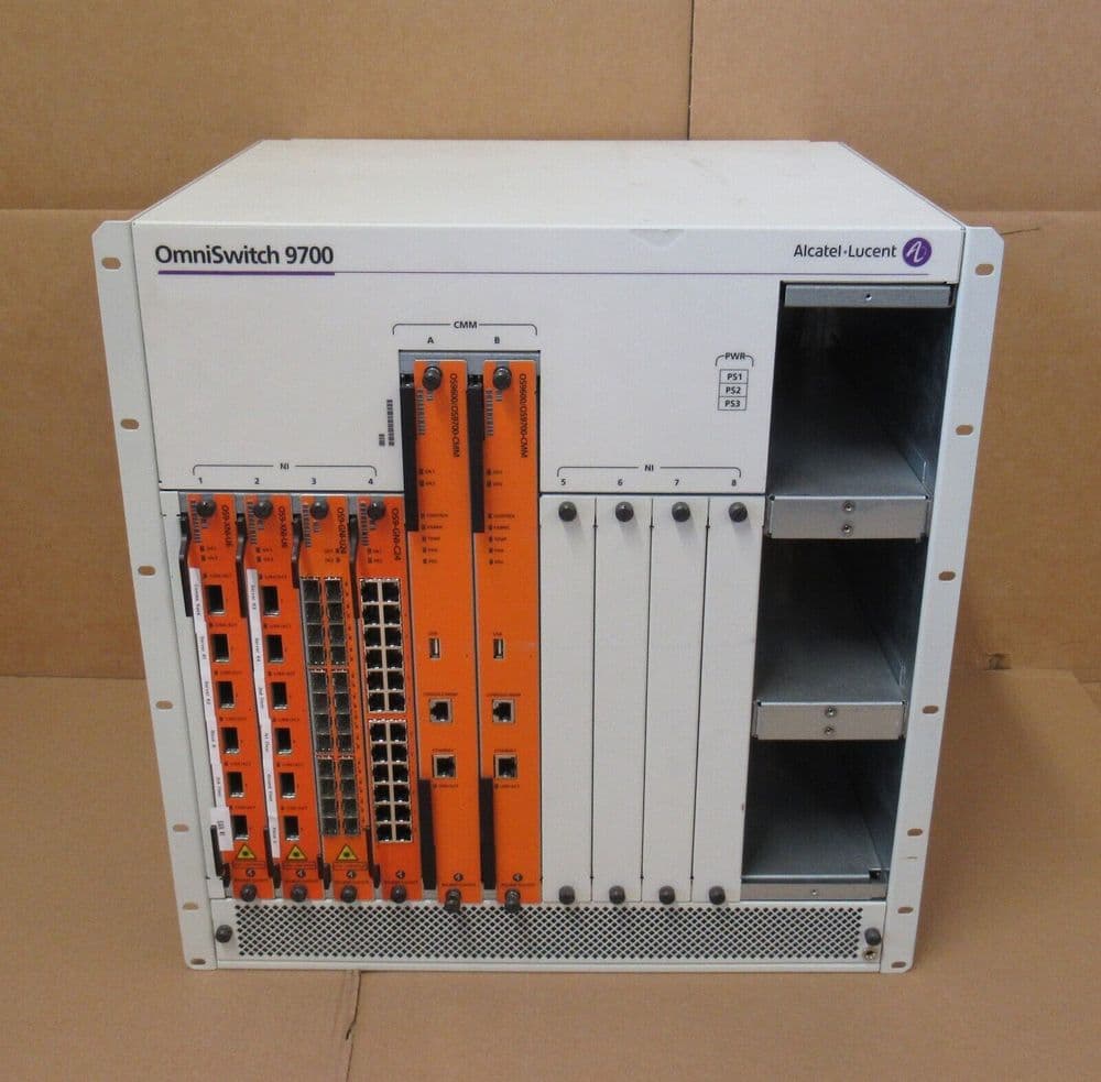 Alcatel OmniSwitch 9700 8-SlotChassis Lan Switch OS9700 Module Cards