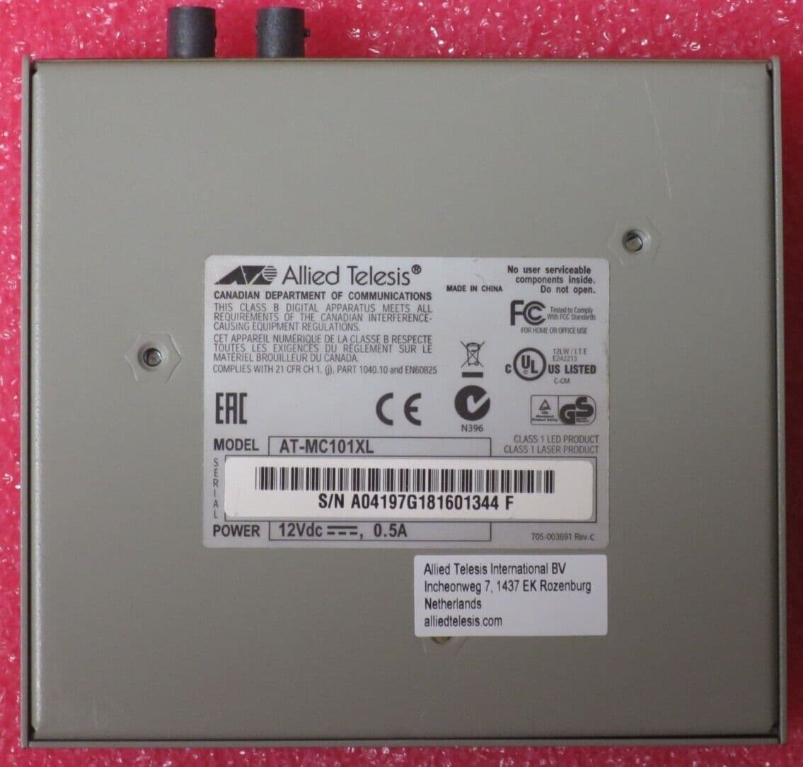 Allied Telesis AT-MC101XL 100Mb Fast Ethernet to 100Mb Fibre 2km Media Converter