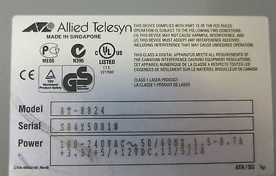 Allied Telesyn 24-Port Intelligent Workgroup Network Switch Model AT-8824