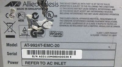 Allied Telesyn AT-9924T 10/100/100T x 24 Ports Gigabit Ethernet Layer 3 ...