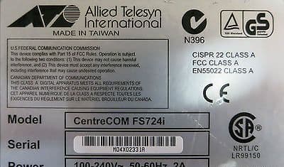Allied Telesyn Centre COM AT-FS724i 24-Port 10/100 Fast Ethernet ...