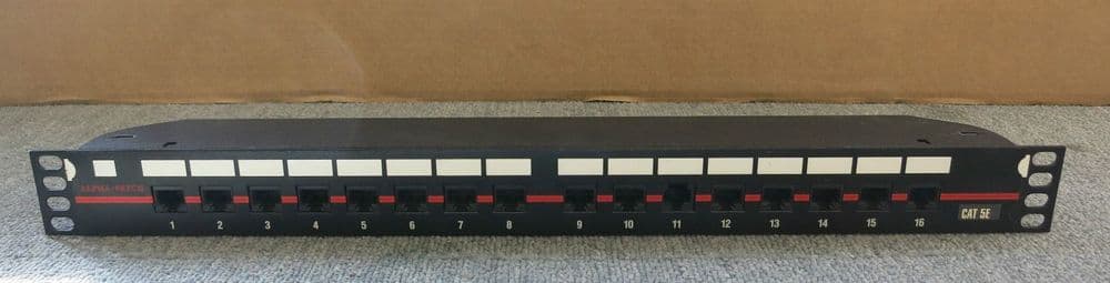 Alpha-Patch 16 Port Cat52 Ethernet RJ45 Rack Mountable Patch Panel 19"
