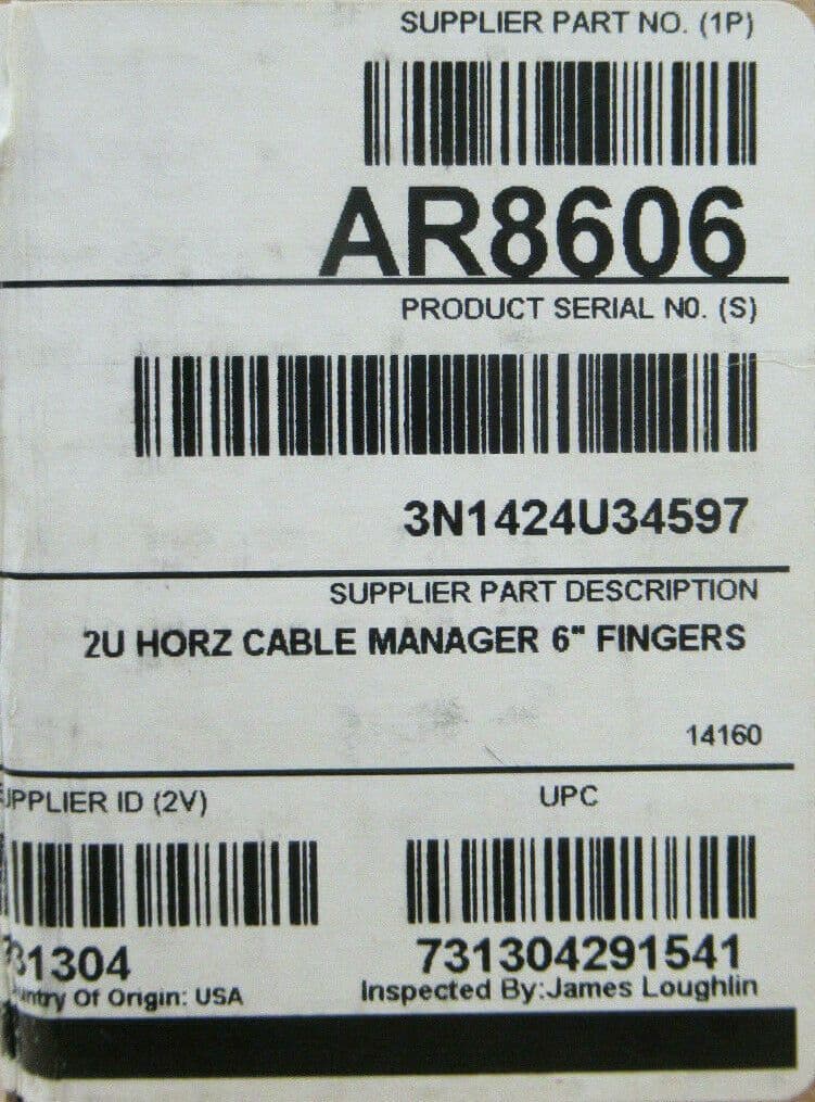 APC AR8606 Horizontal Cable Manager 2U x 6" Deep Single-Sided with Cover