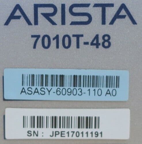 Arista 7010T-48 48x 1GbE RJ45 4x 1/10GbE SFP L3 1U Switch DCS-7010T-48-R