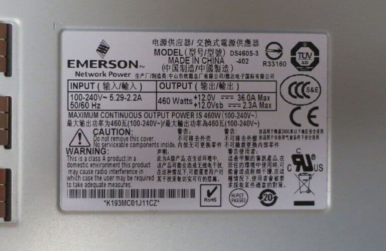 Arista PWR-460AC-R 460W AC Back-to-Front Airflow Switch Power Supply ...