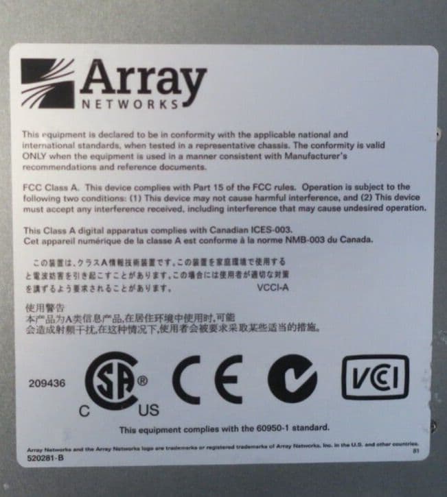 Array Networks APV 2600 AppVelocity-S Application Delivery Controller AW977230