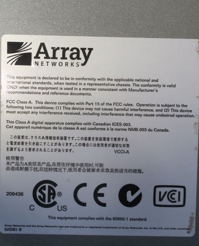 Array Networks APV 2600 AppVelocity-S Redundant ADC Load Balancer AW977224-R