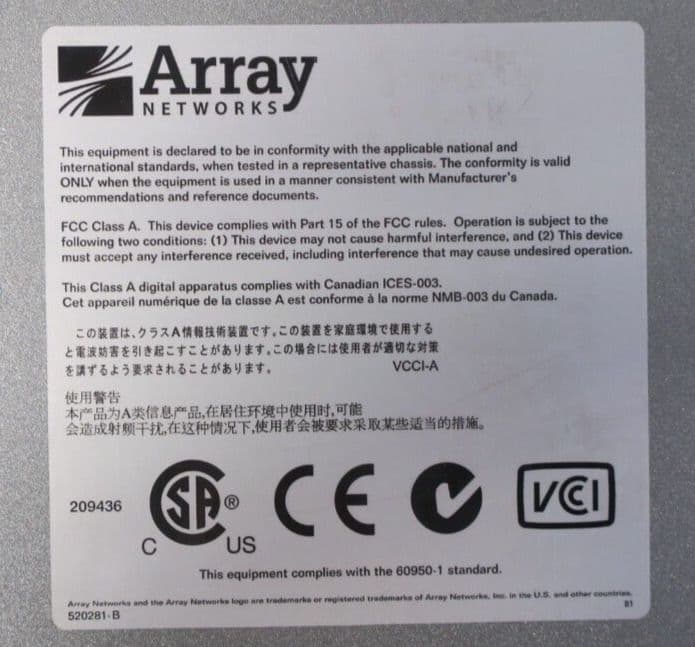 Array Networks APV 2600 AppVelocity-S Redundant App Delivery Control ...