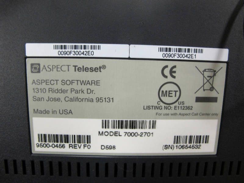 Aspect TeleSet 3 IP Turret Phone 9500-0456 7000-2701 xxx