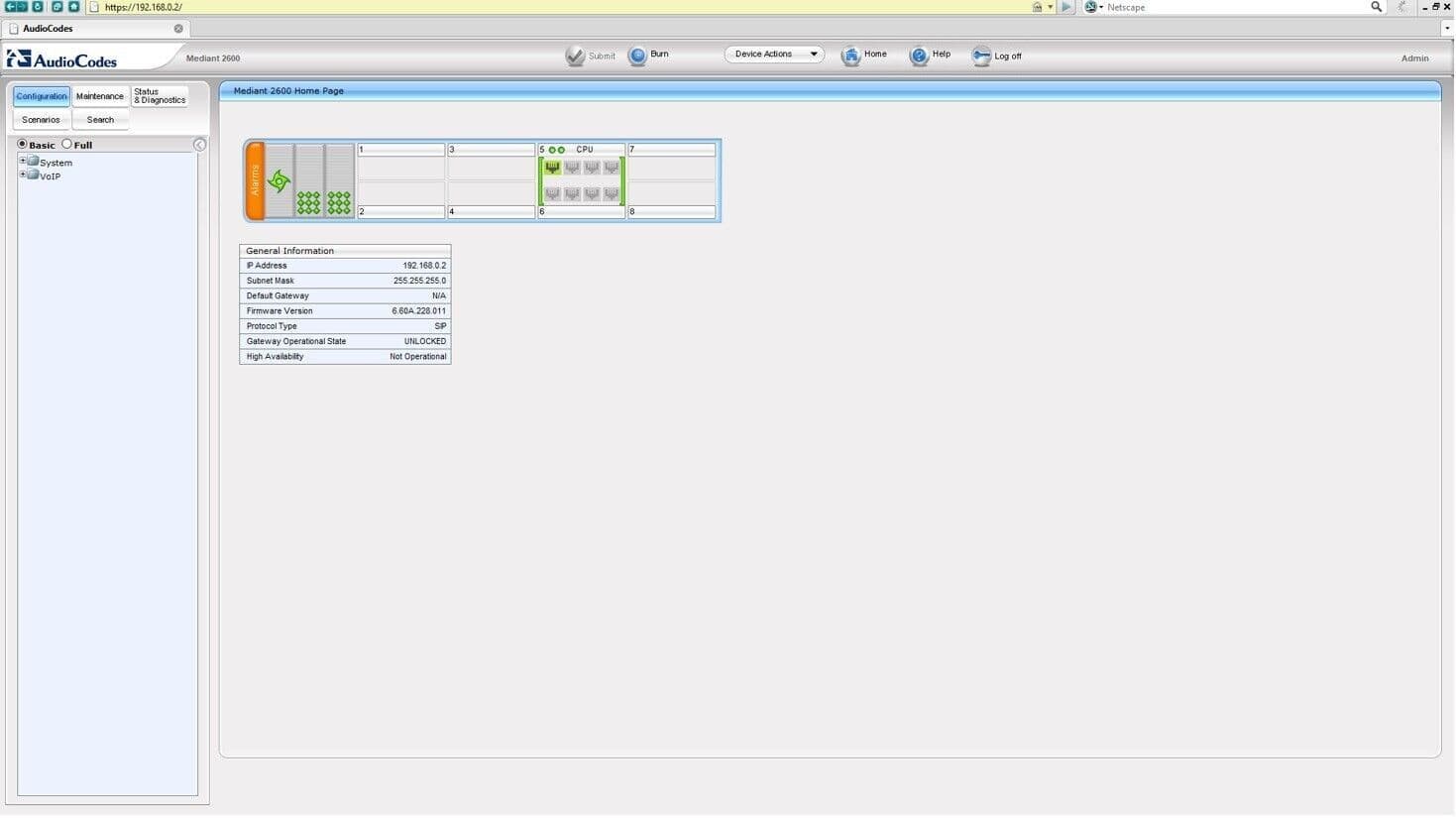 Audiocodes Mediant 2600 1U Session Border Controller SBC M2600-01/100/AC