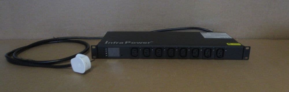 Austin Hughes InfraPower 16A PDU 1U 8x C13 To 1x UK Plug H8C13-16A-W/F C20/3B-1