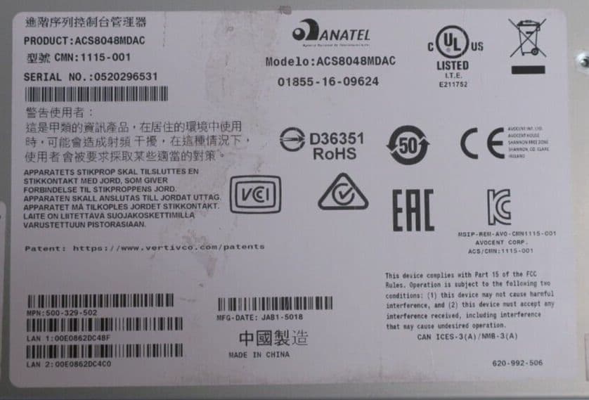 Avocent Vertiv ACS8000 48-Port Advanced Console Server DAC Dual PSU ...