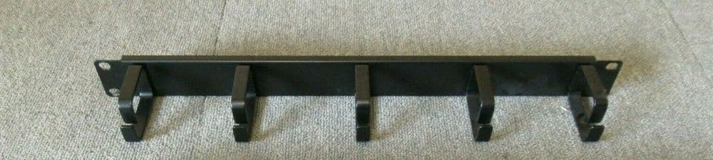 Black 5 Ring / Hoops Cabinet Cable Tidy Bar Vertical 19" 1U Data Rack