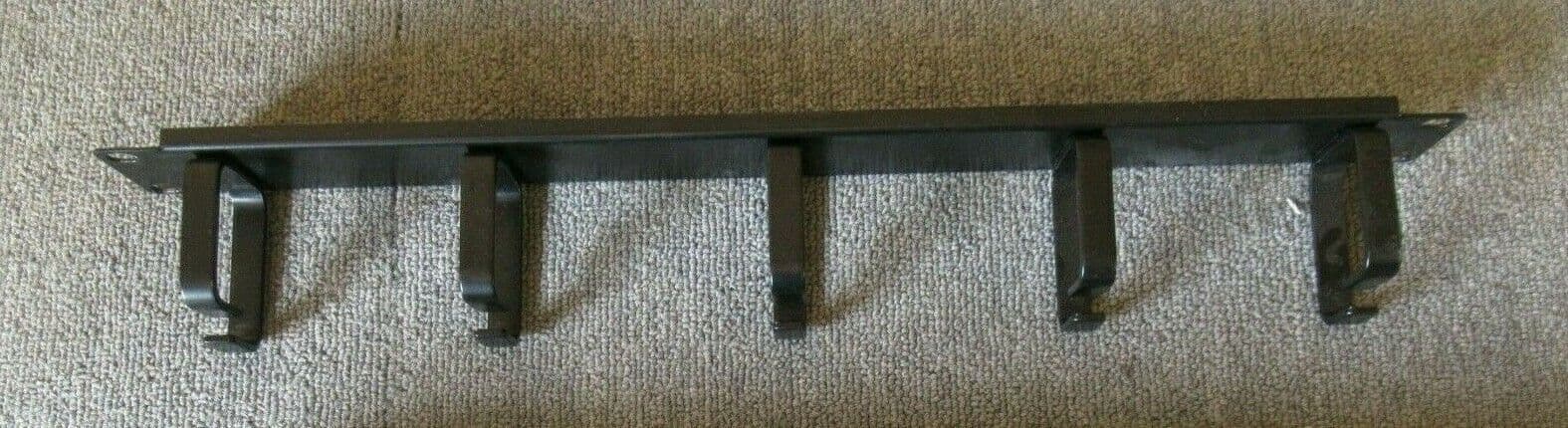 Black 5 Ring / Hoops Cabinet Cable Tidy Bar Vertical 19" 1U Data Rack