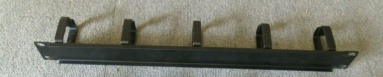 Black 5 Ring / Hoops Cabinet Cable Tidy Bar Vertical 19" 1U Data Rack