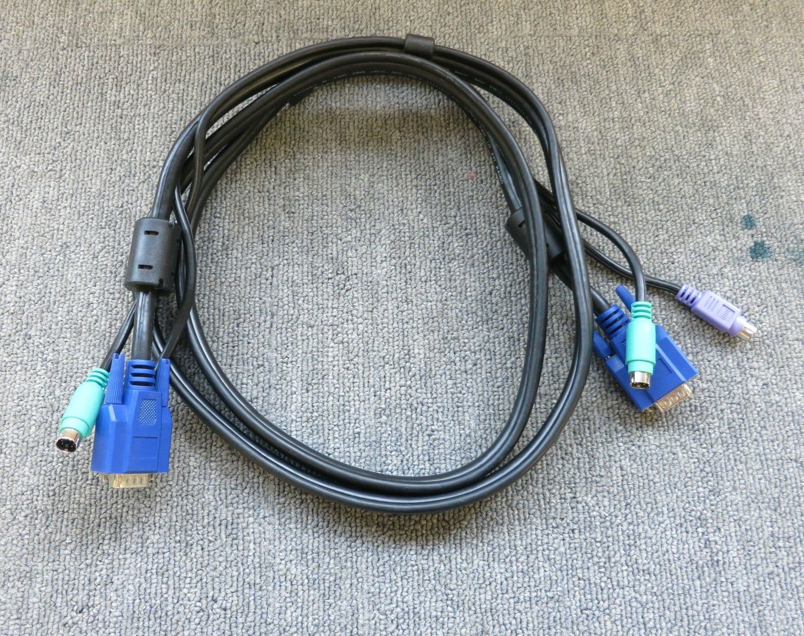 Black Copper 1 5M KVM VGA Male To Male PS/2 Mouse Keyboard Connector Cable