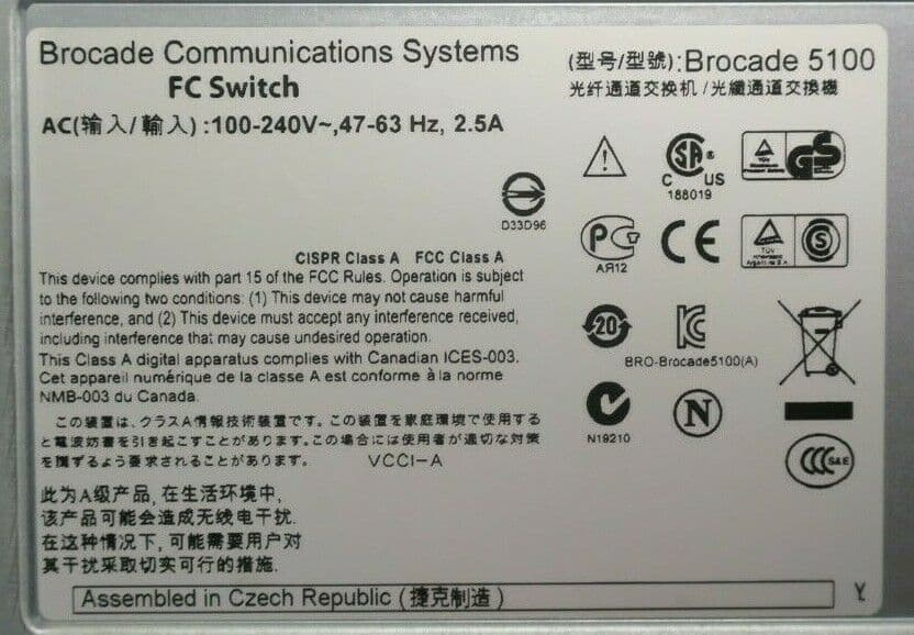 Brocade 5100 NA-5120-0008 40-Port 8Gb Fibre Channel SAN Switch 24x ...